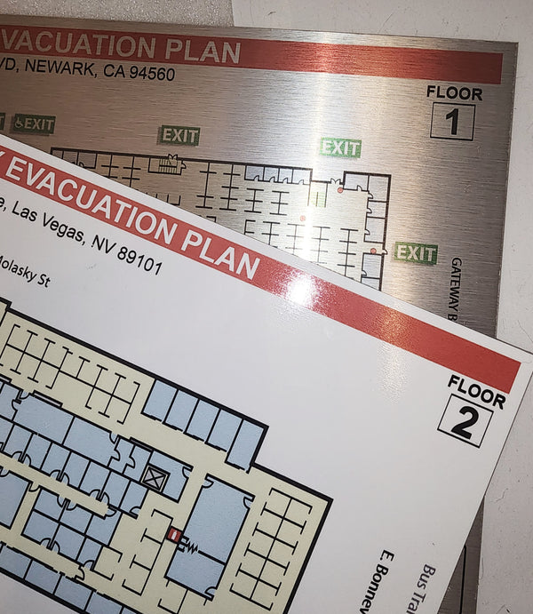 Aluminum Display Plaques (White & Brushed Silver) – Evacuation Map Store
